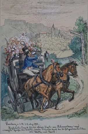 - RUMPF, EMIL. - Stagecoach, 1903, watercolor drawing on paper. Art ...
