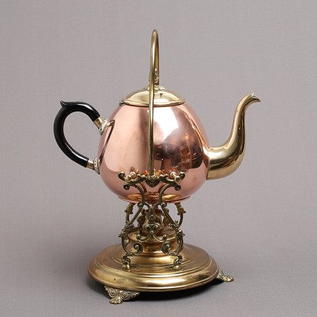 TEAPOT WITH RECHAUD, including brass, WMF, Germany, 1930s. Silver ...