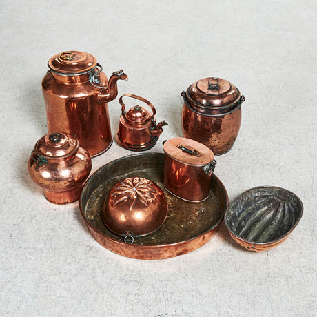 OBJECTS in copper, 8 pcs., 19th/20th century, among other things ...
