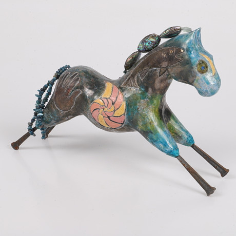 SHEENA CAMERON. Sculpture, "Messenger Horse", raku glazed ceramic ...