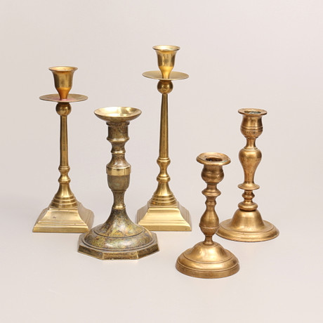 LJUSSTAKAR, 5 st, mässing/malm. Silver & Metall - Tenn, Mässing ...