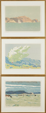 GORDON MACFIE. coastal images, 3 pcs, color lithographs, signed Gordon ...