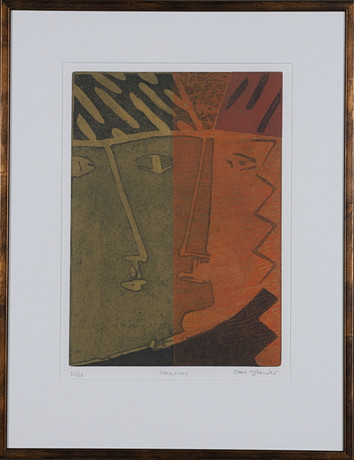 CARL RYLANDER. "Spegling", färglitografi, signerad och numrerad 51/60 ...