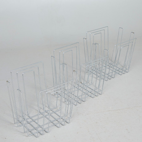 WILLI GLAESER. HANS ART. Tre magasinrack/pappersuppsamlare, krom, 1980 ...