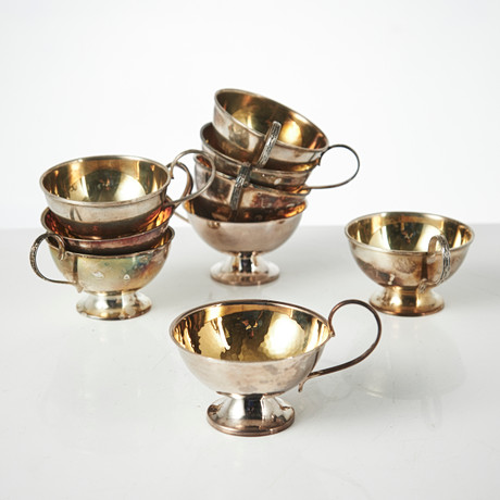 PUNCH MUGS, 9 pcs., silver, including GAB, Stockholm, 1900s, various ...