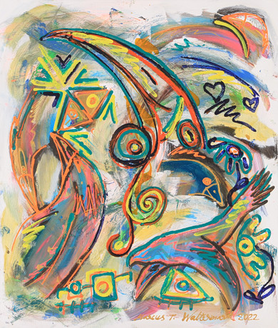 MARCUS WALTERMARK. "Birds of culture", olja på duk, signerad 2022 ...