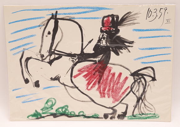 PABLO PICASSO. Stiere und Stierkämpfer, lithografischer Druck auf ...