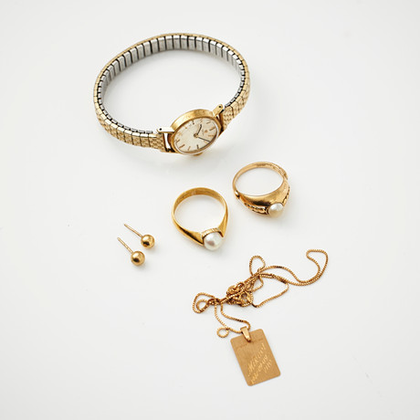 RINGAR, 2 st., med pärlor, ÖRHÄNGEN, 1 par, HALSKEDJA, HÄNGE ...