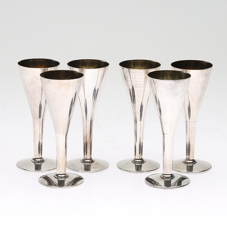 ERIC LÖFMAN. snapsglas, 6 st, silver, MGAB, Upsala, 1900-tal. Silver ...