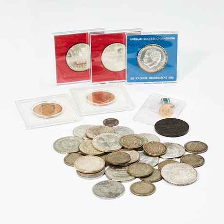 MYNT+ 3 st minnesmynt & 1 st medlaj, silver koppar & nickel, 1800- 2000 ...