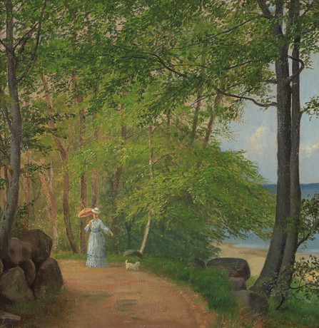 VILHELM PACHT. Kvinna på promenad, olja på duk, signerad. Konst ...