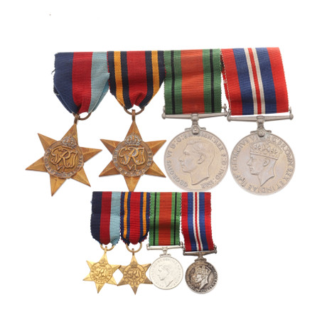 A GROUP OF FOUR SECOND WORLD WAR MEDALS WITH EQUIVALENT MINIATURES ...