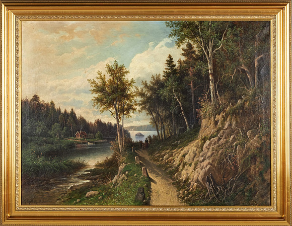 HERMAN MÜLLER. Motive of country road, signed and dated 1886, oil on ...
