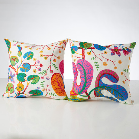 JOSEF FRANK. Kuddar, 1 par, mönster "Teheran, vit", linne, design Josef ...