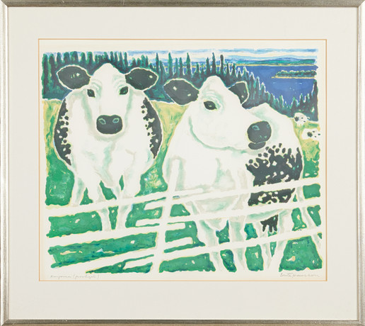 BERTA HANSSON (1910-1994). Fjällkor, färglitografi, signerad Berta ...