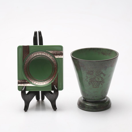 WILLIAM STENBERG. Vas och askfat, Gullaskruf. Glas - Bruksglas - Auctionet