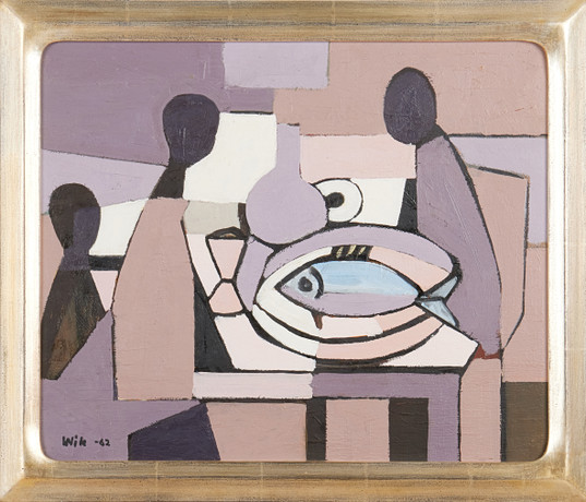 WILHELM WIK (1897-1987). "The meal", oil on Board, signed Wik, dated ...