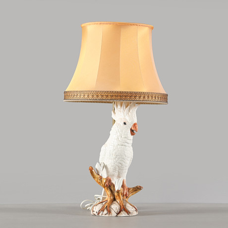 TISCHLAMPE, "Kakadua", gekennzeichnet Made in Italy, Porzellan und ...