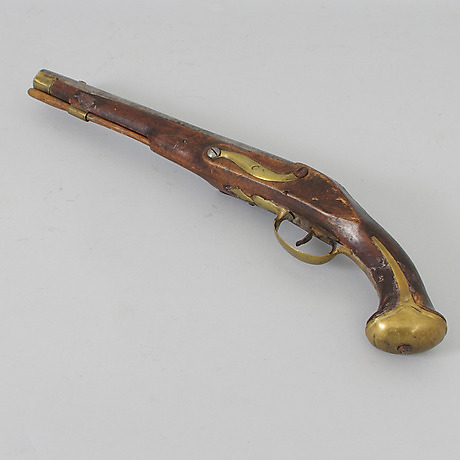 PISTOLI, piikivi, 1700-luku. Kolikot, mitalit ja postimerkit - Auctionet