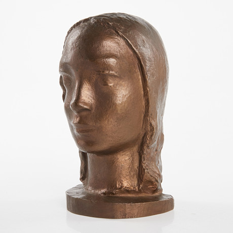 GUNNAR ELFGREN (FINLAND, 1896-1976). Skulptur, flickhuvud, brons. Konst ...