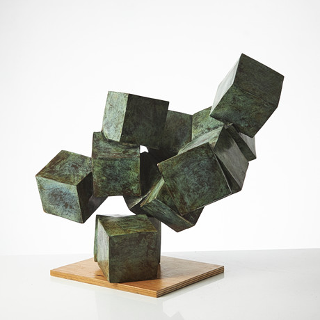 ANDREAS WARGENBRANT. "Cubes II", grönpatinerad brons, skyltmärkt W 6/95. Konst - Skulptur ...
