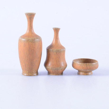 MINIATURES, 3 pieces, stoneware, Gunnar Borg, Höganäs. Ceramics ...