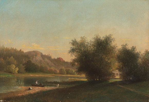 CARL HALLBERG. Landskap, olja på duk, signerad C. Hallberg 1873. Konst ...