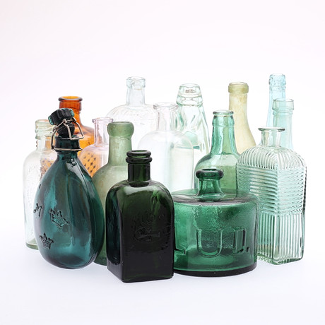 FLASKOR, 15 st, glas, 1800/1900-tal. Glas - Övrigt - Auctionet