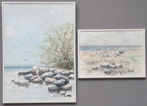 GIDEON JOHANSSON. oil on canvas, 2 pcs, motif from Tärnö, signed, 1980s ...