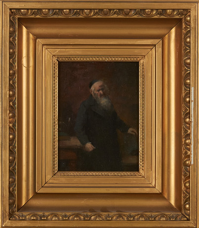 HANS WINTER ( 1853- 1944). Porträtt av rabbin, olja på pannå, signerad ...