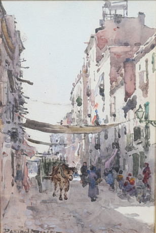 REGINALD JONES RBA (1857-1920). KONTINENTAL GATUSCEN MED SIFFROR. Konst ...