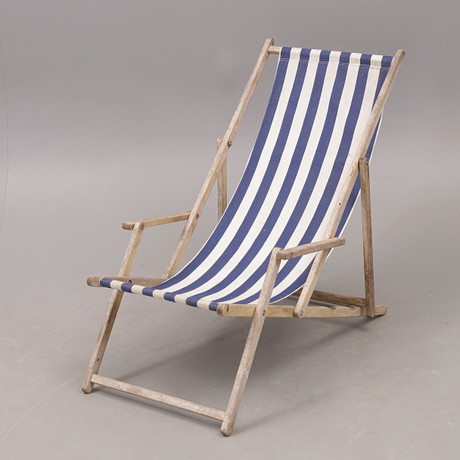 SOLSTOL, hopfällbar, trä/tyg, 1900-talets andra hälft. Trädgård ...