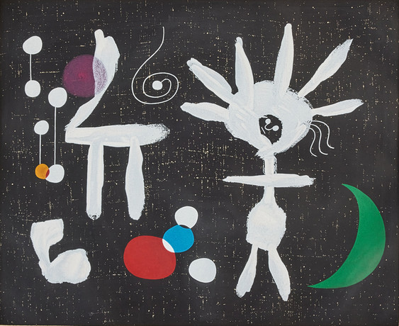 JOAN MIRÓ. "Rose Matinale au clair de Lune", etsning och färgakvatint ...