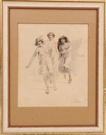 LUDWIG MAROLD. ink engraving on cardboard, signed L. Marold, late 19th ...