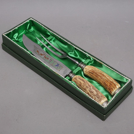 TRANSCHERSET, rostfritt stål & horn, Jublim, Solingen, Tyskland. Silver ...