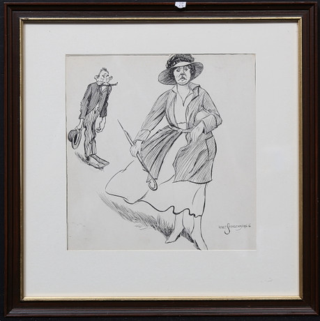 KNUT STANGENBERG. Drawing, signed and dated 16. Art - Drawings - Auctionet