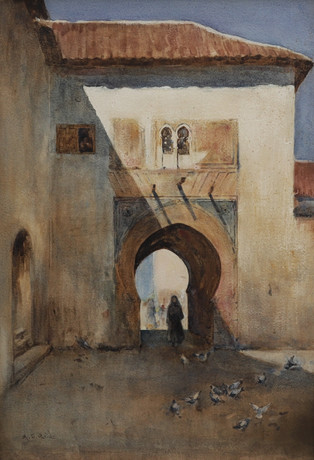 ARCHIBALD DAVID REID (1844-1908). EIN MAURISCHER HOF MIT EINER FRAU ...