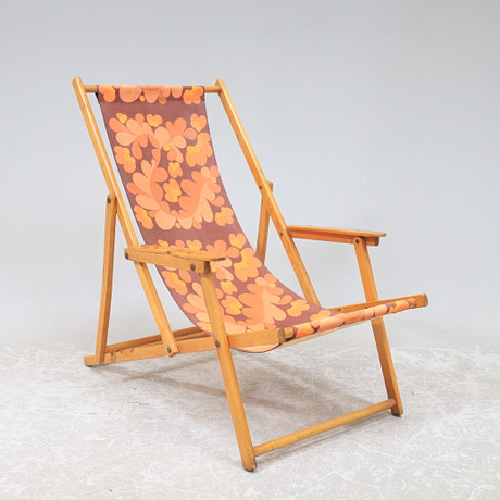 SOLSTOL, hopfällbar, trä/tyg, 1950/60-tal. Möbler - Fåtöljer & Stolar ...