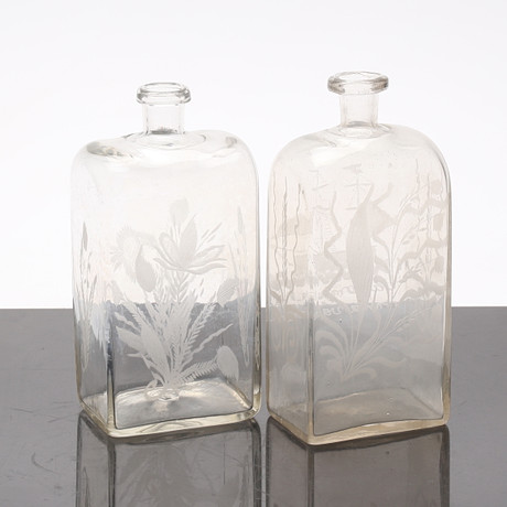 FLASKOR, 2 st, 1800-tal. Glas - Bruksglas - Auctionet