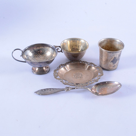 LOT OF A Collection OBJECTS, 5 parts 1900s. Silver & Metals - Silver ...