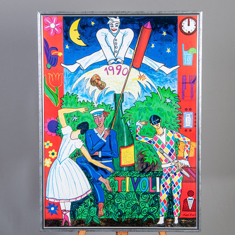 LARS RAVN. Litografisk Utställningsaffisch "Tivoli". 1990. Konst ...
