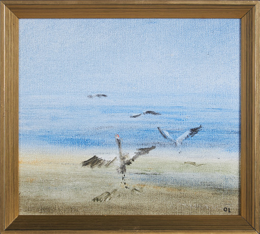 OLLE LINDGREN (FÖDD 1930). "Trandans", olja på pannå, signerad "OL ...