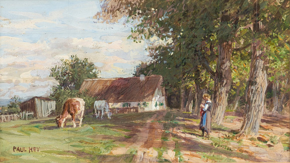 PAUL HEY (1867 - 1952 MÜNCHEN). village landscape. Art - Paintings ...