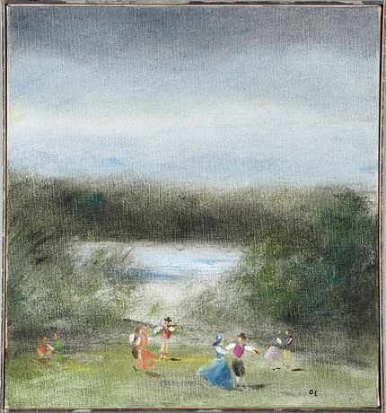 OLLE LINDGREN (SVERIGE, FÖDD 1930). Midsommardans. Konst - Måleri ...