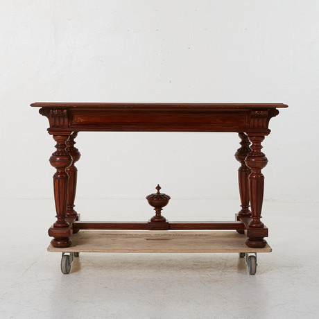 LIBRARY TABLE, 1880s/90s, New Renaissance, walnut, table top in stained ...