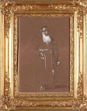 HJALMAR MÖRNER (1794-1837), Munk, signerad Mörner, täckvitt/blandteknik ...