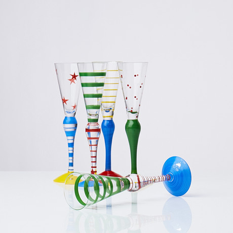 ANNE NILSSON. "Clown", 7 st snapsglas, Orrefors, med polykorm ...