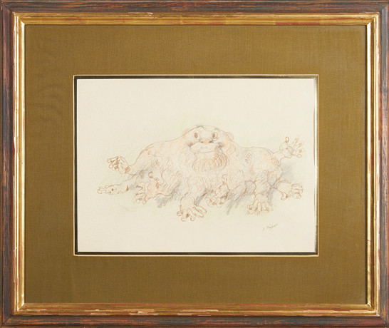 ROBERT HÖGFELDT. color drawing, motif with eight-armed troll, signed ...