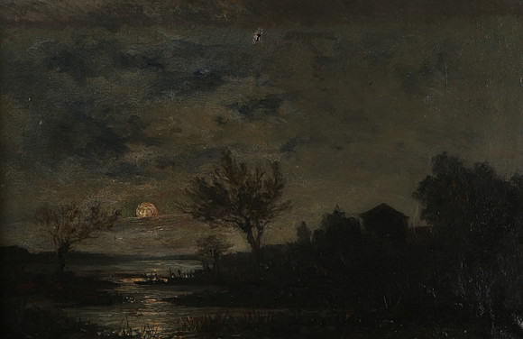 ADOLF HIRSCH. Landskap i månsken, olja på duk, signerad samt daterad 77 ...