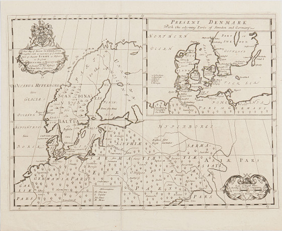 Map of Scandinavia, A New Map of Ancient Scandinavia by Wells, 1700 ...